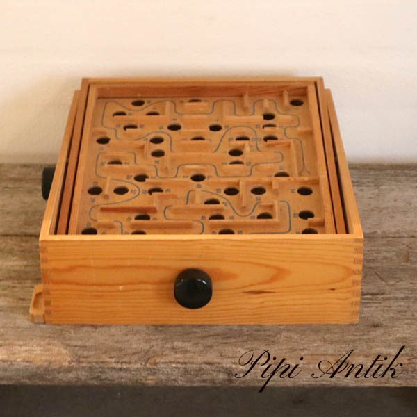 Kugle labyrint i træ 35x31x9 cm